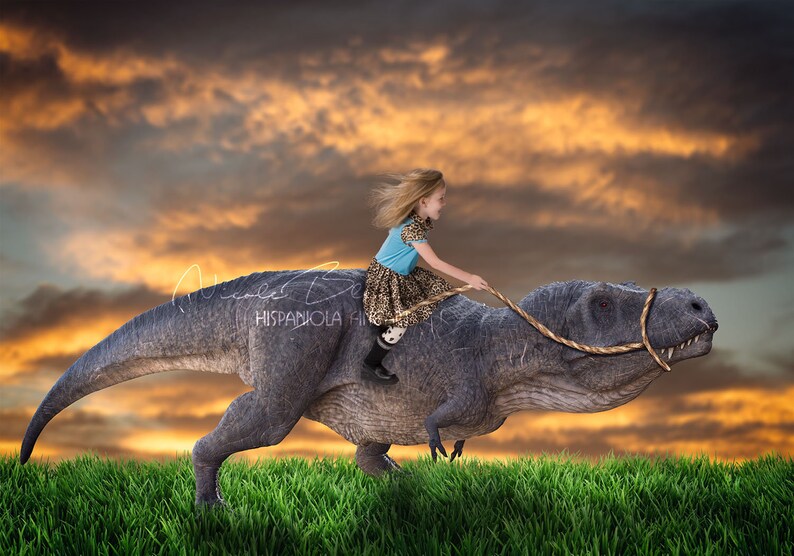 T-rex Dinosaur Scene Digital Premade Backdrop Dinosaur - Etsy