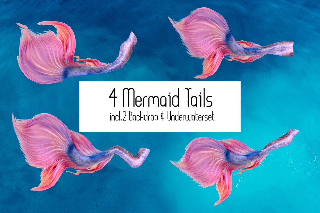 4 Mermaid Tails Incl. Backdrops Premade Backdrop Mermaid Overlays ...