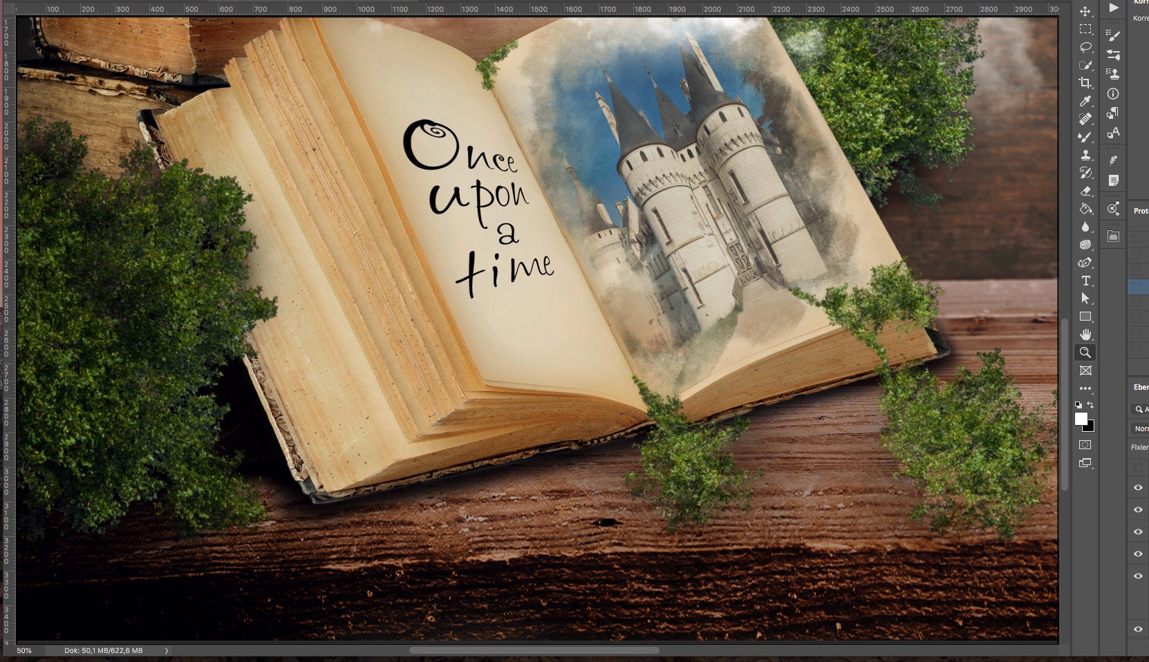 Open Book Backdrop Digital Once Upon a Time Scene Premade - Etsy