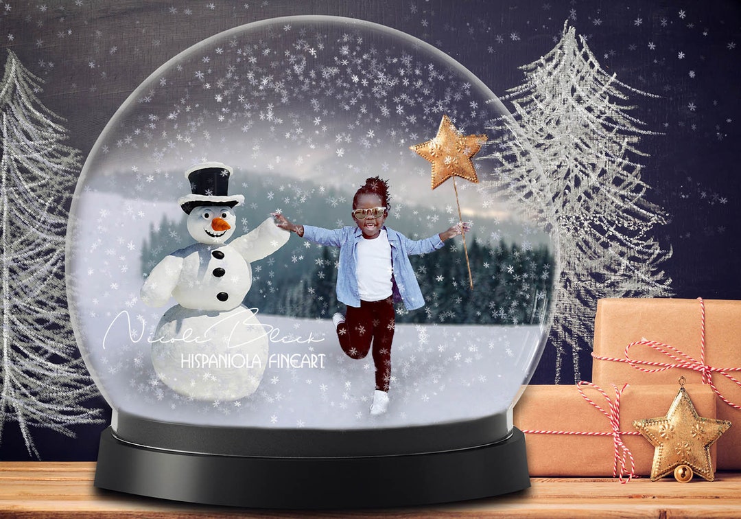 Snowman in Snow Globe Snow Globe Backdrop Christmas Backdrop Digital ...
