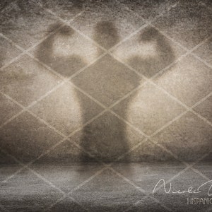 Shadow of a Muscle Man Digital Backdrop I Am Strong Background Instant ...