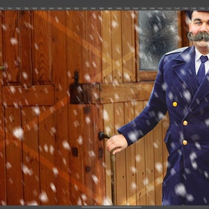 Polar Express With Conductor Steam Train Backdrop Premade - Etsy