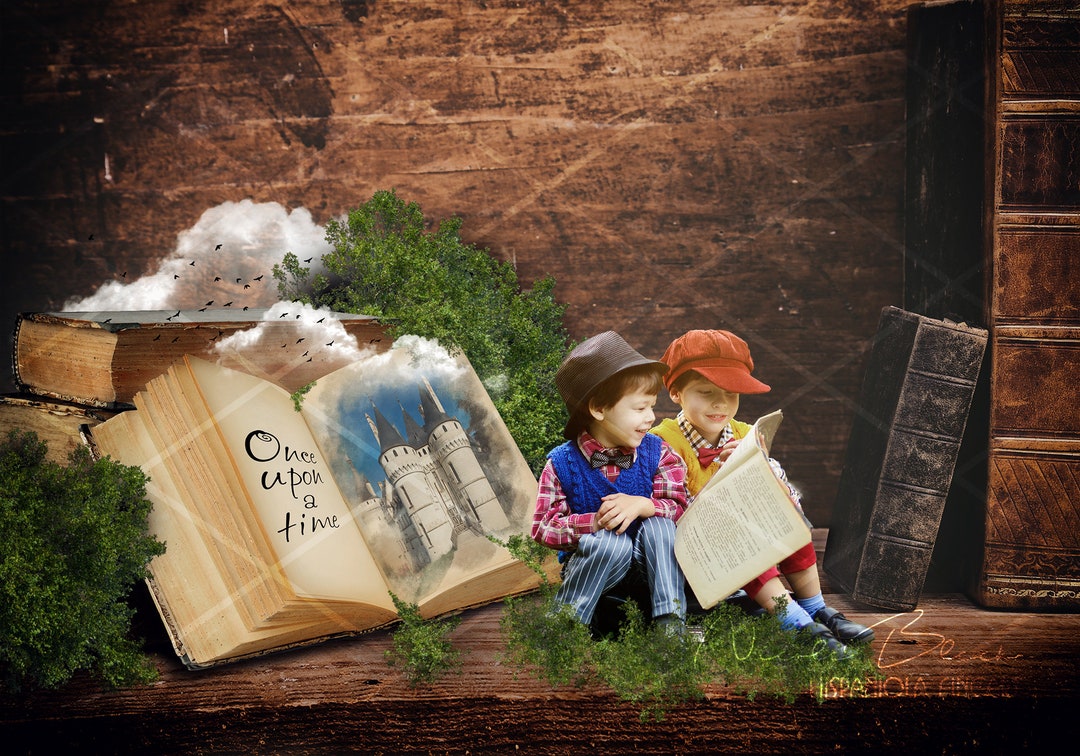 Open Book Backdrop Digital Once Upon a Time Scene Premade Backdrop ...