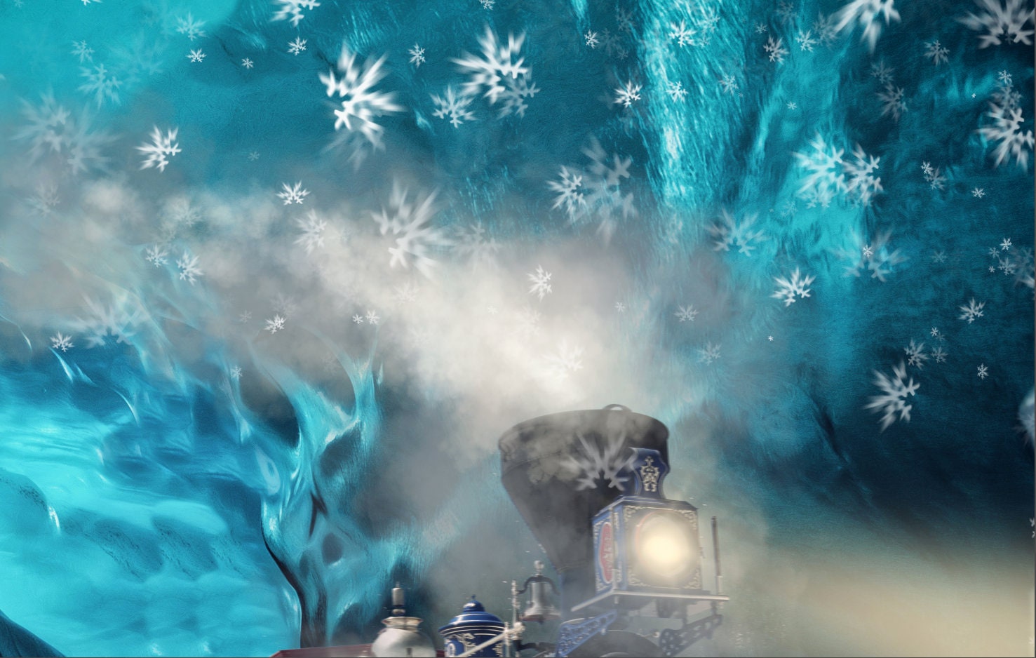Polar Express at North Pole Steam Train Premade Backdrop - Etsy