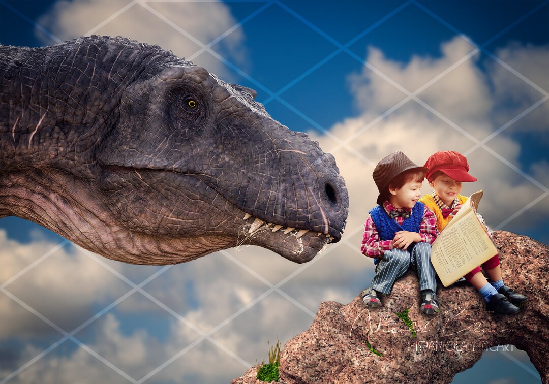 Dinosaur Head Scene Digital Premade Backdrop Dinosaur Backdrop ...