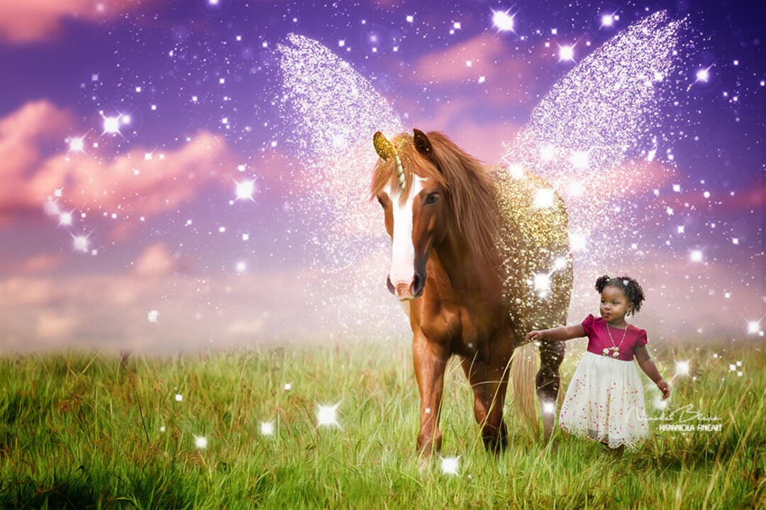 Unicorn With Wings Scene Realistic Unicorn Digital Backdrop - Etsy