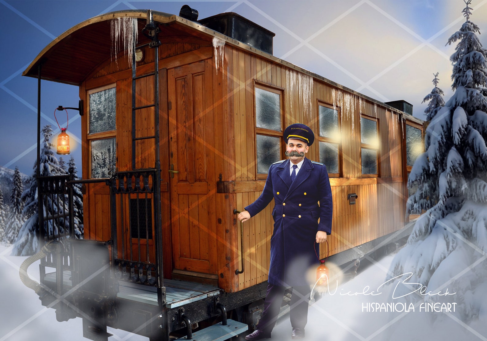 Polar Express With Conductor Steam Train Backdrop Premade - Etsy