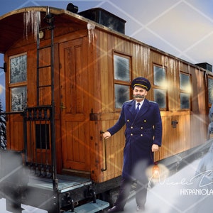 Polar Express With Conductor Steam Train Backdrop Premade Backdrop ...