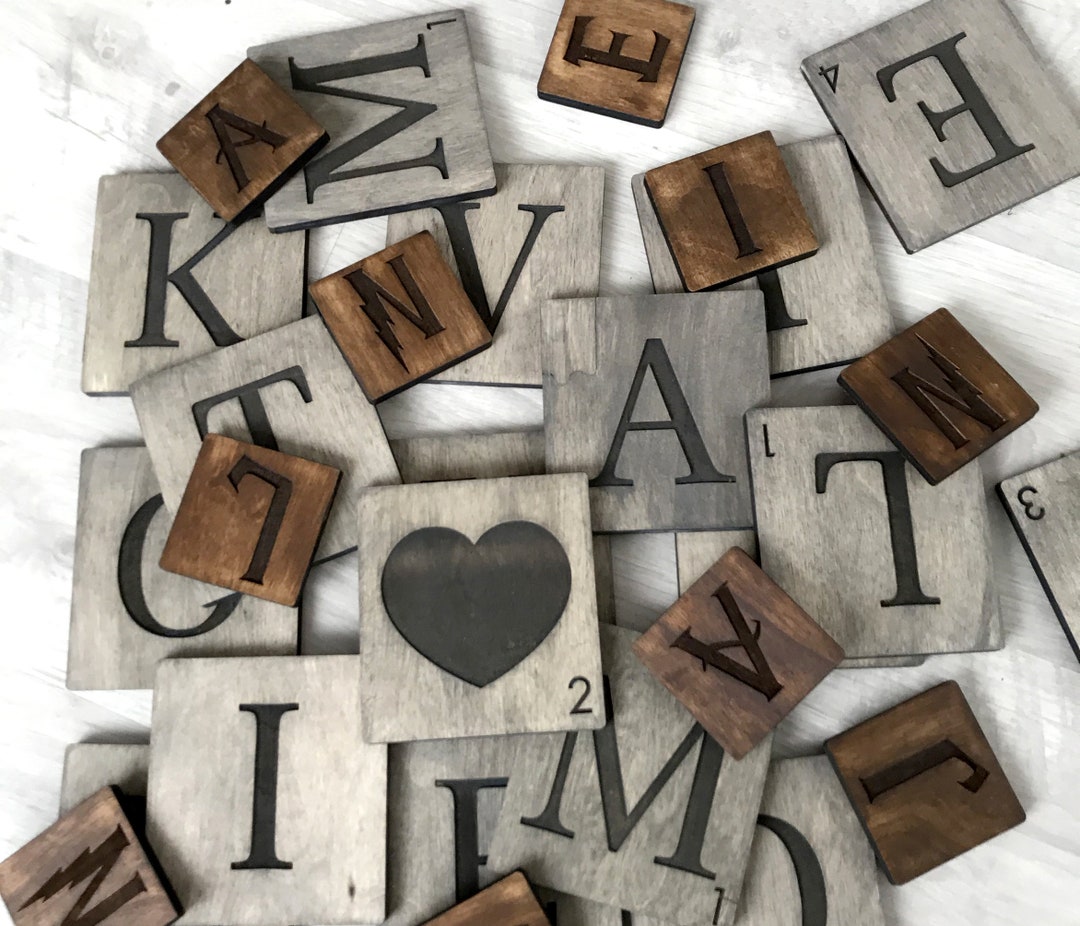 Engraved Wood Scrabble Tiles: Custom Family Name Wall Art - Etsy