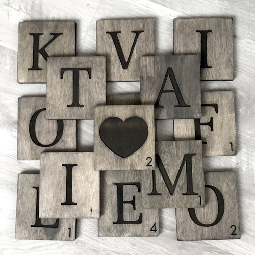 Paw Prints Scrabble Tiles Wall Art Wooden - Etsy