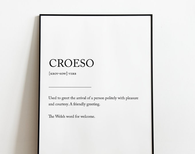 INSTANT DIGITAL DOWNLOAD Croeso / Welcome Welsh Word Definition Print ...