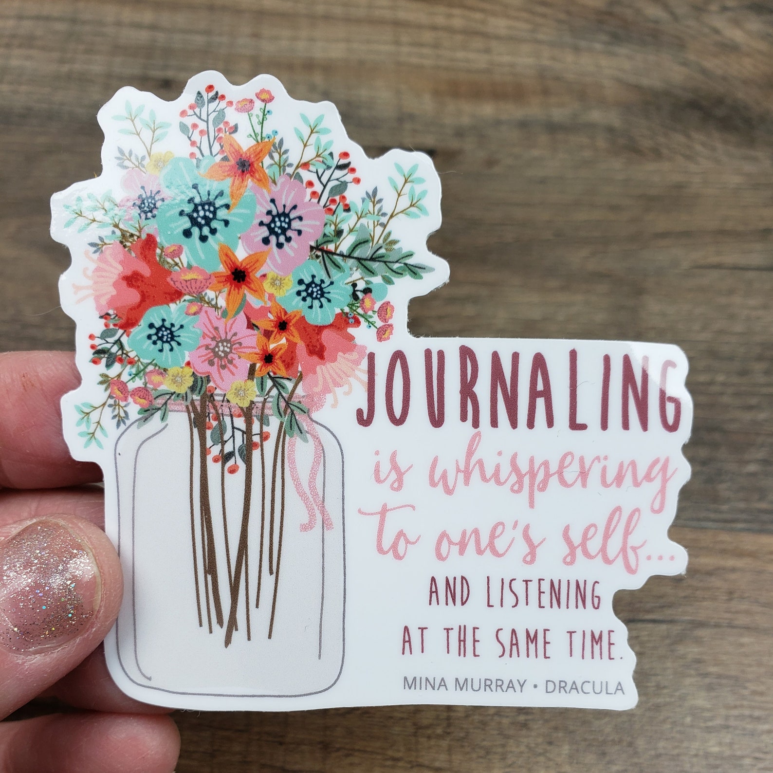 Journaling Quote With Jar of Flowers Vinyl Sticker for - Etsy