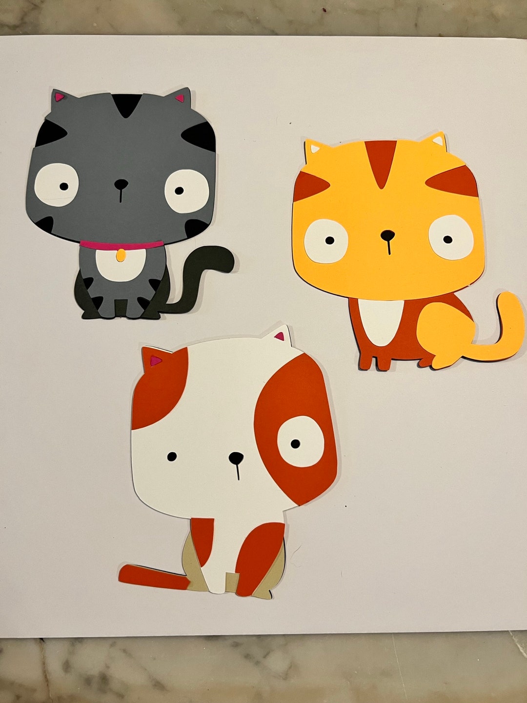 Cats, Set of 3, Calico, Grey Tabby, Orange Tabby - Etsy