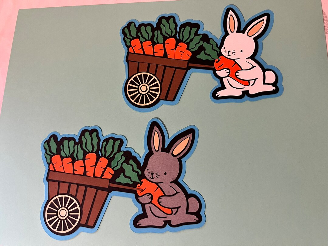 Bunnies With Carrot Carts,set of 2 - Etsy