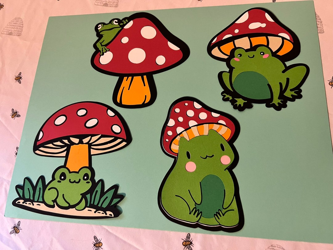 Toads on Toadstools, Set of 4, Die Cuts - Etsy