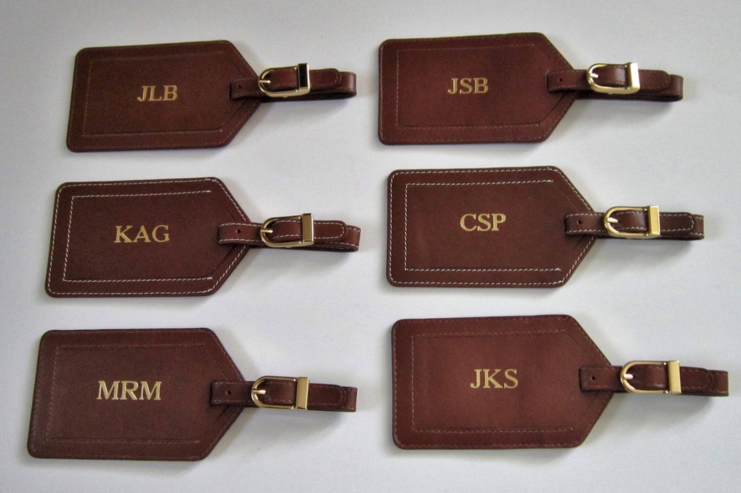 Personalized Leather Luggage Tag: Monogrammed RFID Travel Tag - Etsy