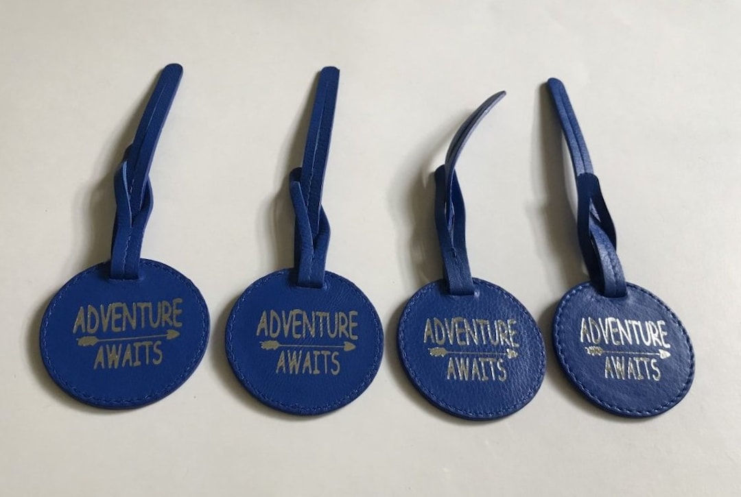 Leather Mini Round Luggage Tags Personalized Luggage Tag - Etsy