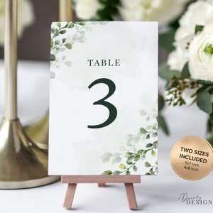 Eucalyptus Wedding Table Numbers, Printable Template, Instant Download ...
