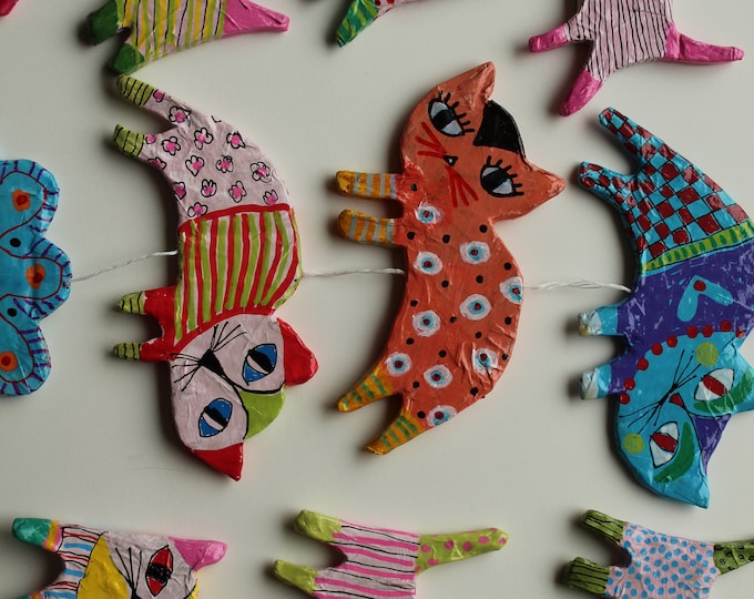 Cats Made of Papier-mache, Mobile - Etsy UK