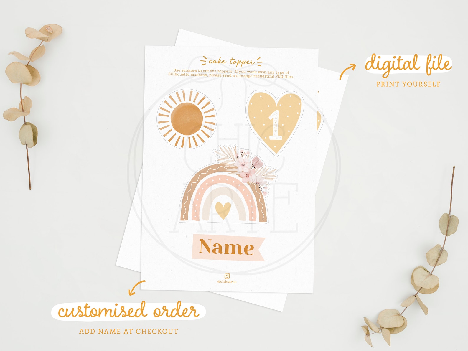 Boho Rainbow Cake Topper | Boho Rainbow Decor | Boho Rainbow Birthday ...