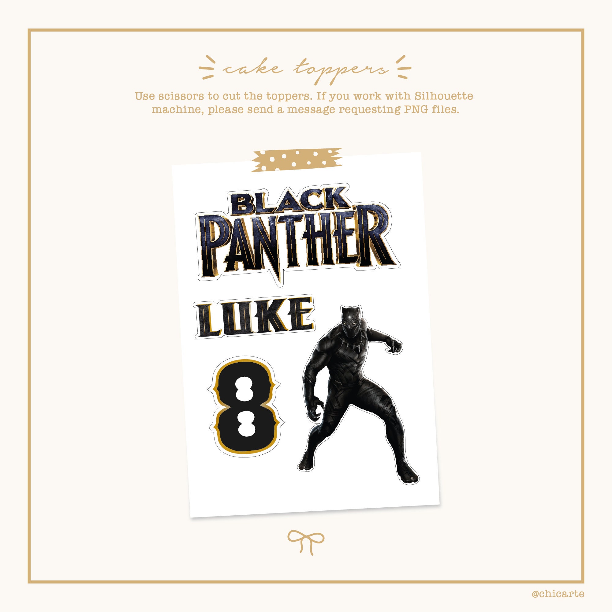 Black Panther Cake Topper, Marvel Black Panther Party, Marvel Black ...