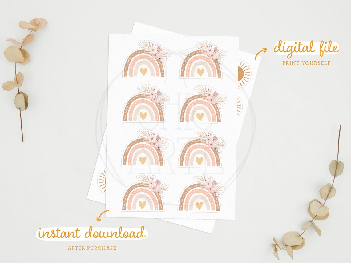 Boho Rainbow Toppers | Boho Rainbow Party | Boho Rainbow Cupcakes ...