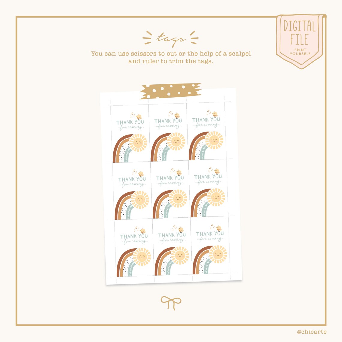 Boho Rainbow Tags, Boho Rainbow Birthday Decorations, Boho Rainbow ...