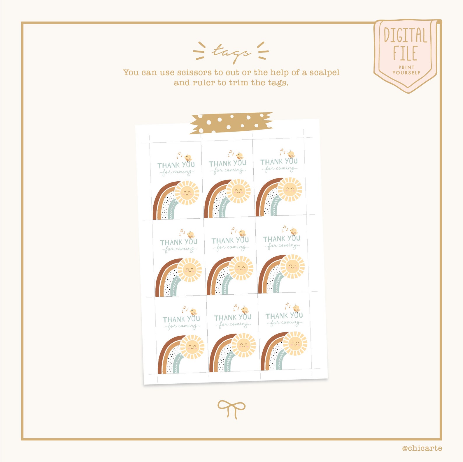 Boho Rainbow Tags, Boho Rainbow Birthday Decorations, Boho Rainbow ...