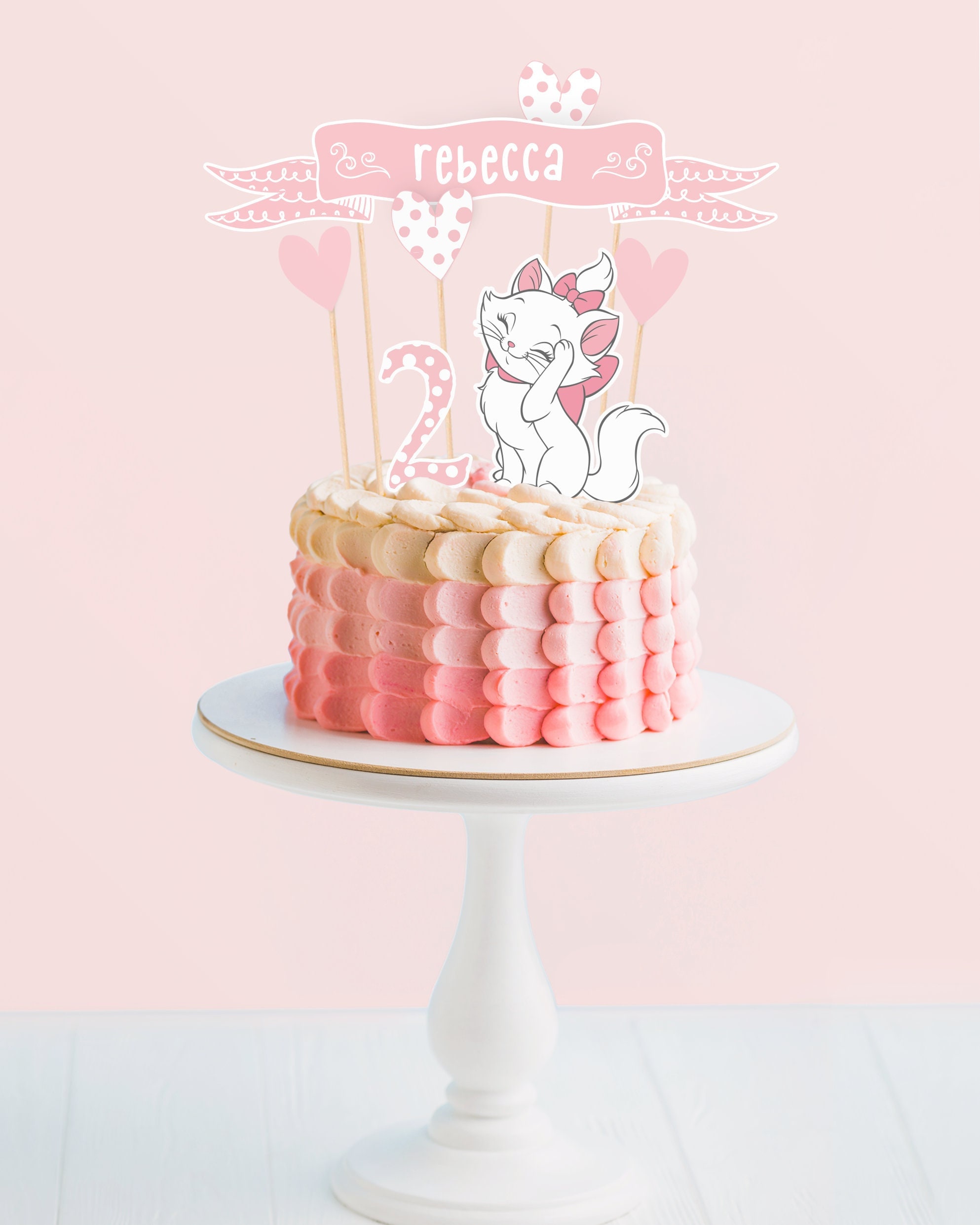 DIGITAL Marie Cake Topper, Cat Marie Printable, Marie Editable Birthday ...