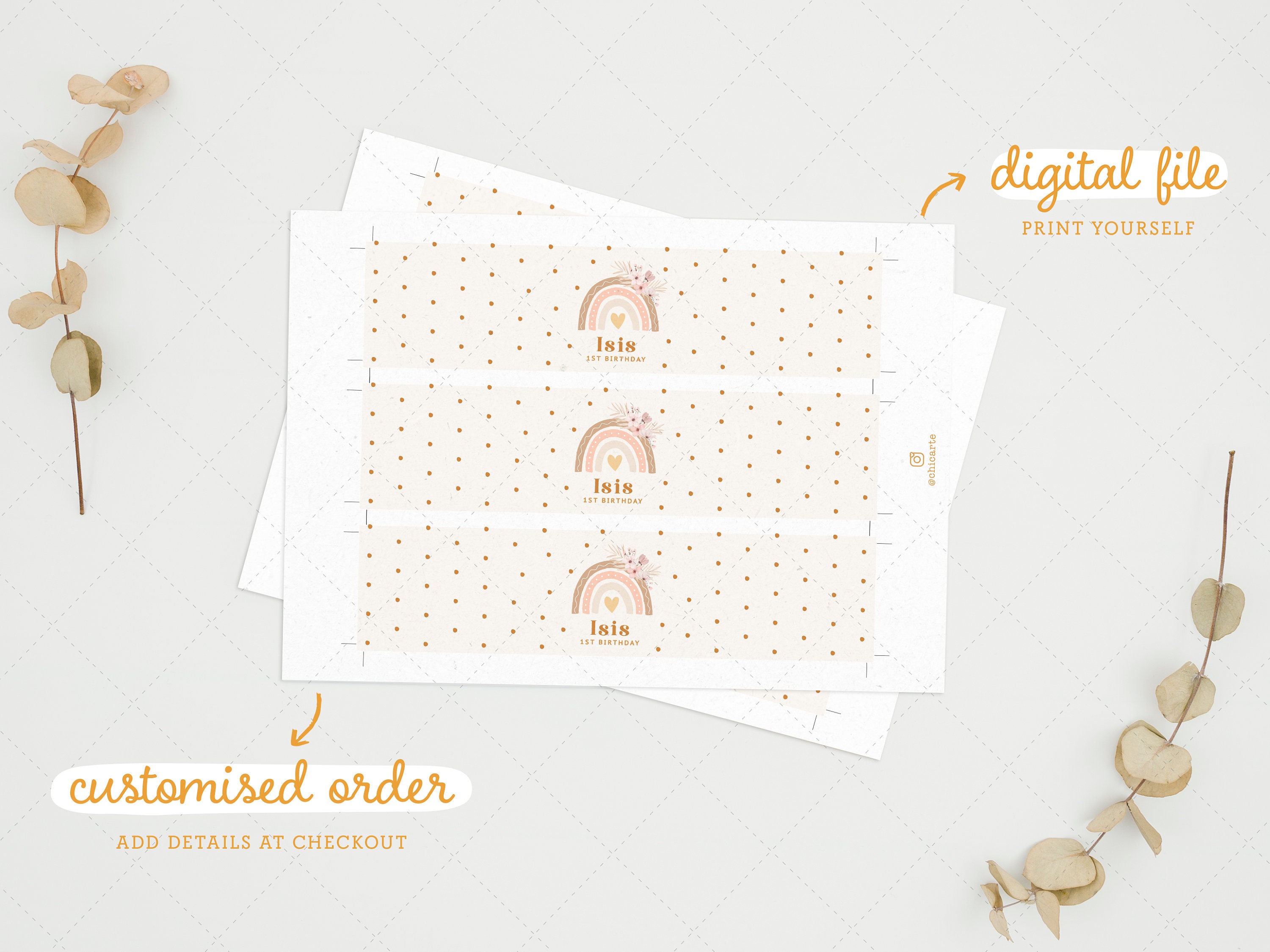 Boho Rainbow Bottle Labels | Boho Rainbow Party | Boho Rainbow Water ...