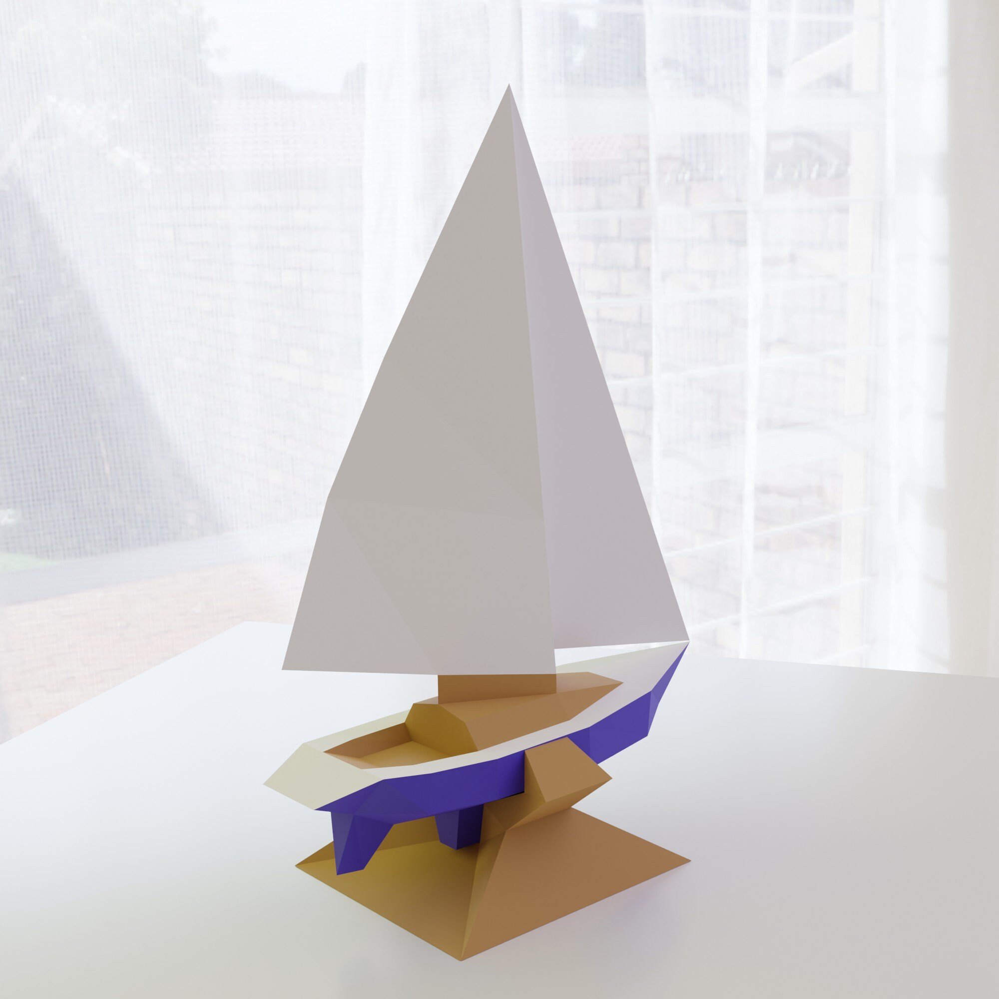 Yacht Paper Model Yacht Paper Craft Low Poly 3D Puzzle - Etsy Canada