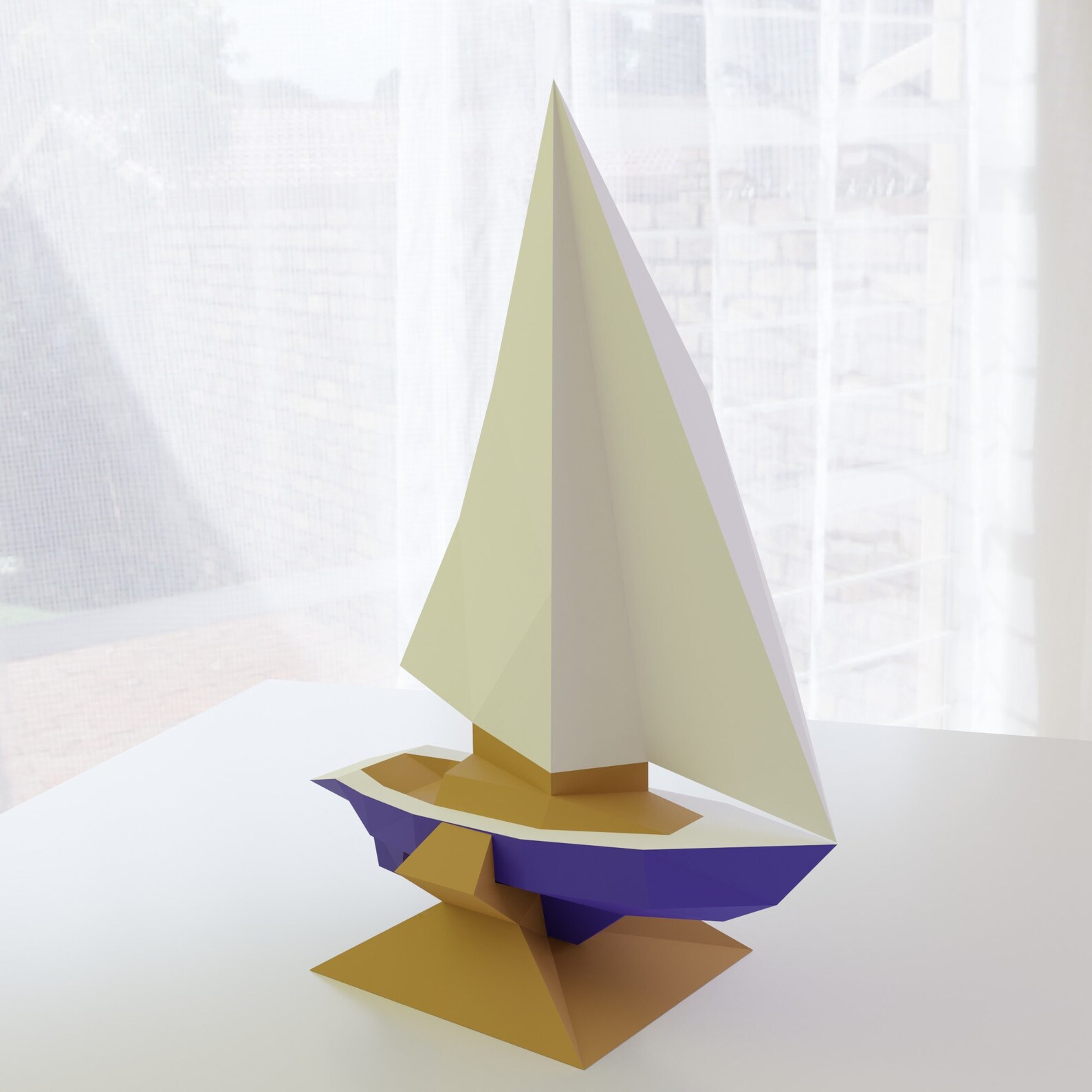 Yacht Paper Model Yacht Paper Craft Low Poly 3D Puzzle | Etsy