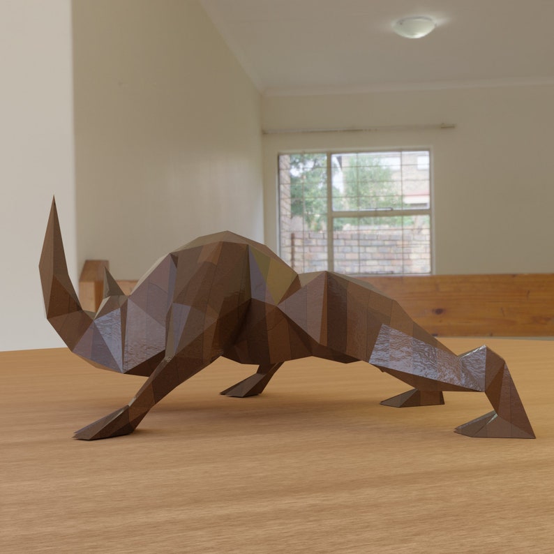 Papercraft Rhino, Low Poly, DIY Sculpture, DIY Gift, 3D Paper Sculpture ...
