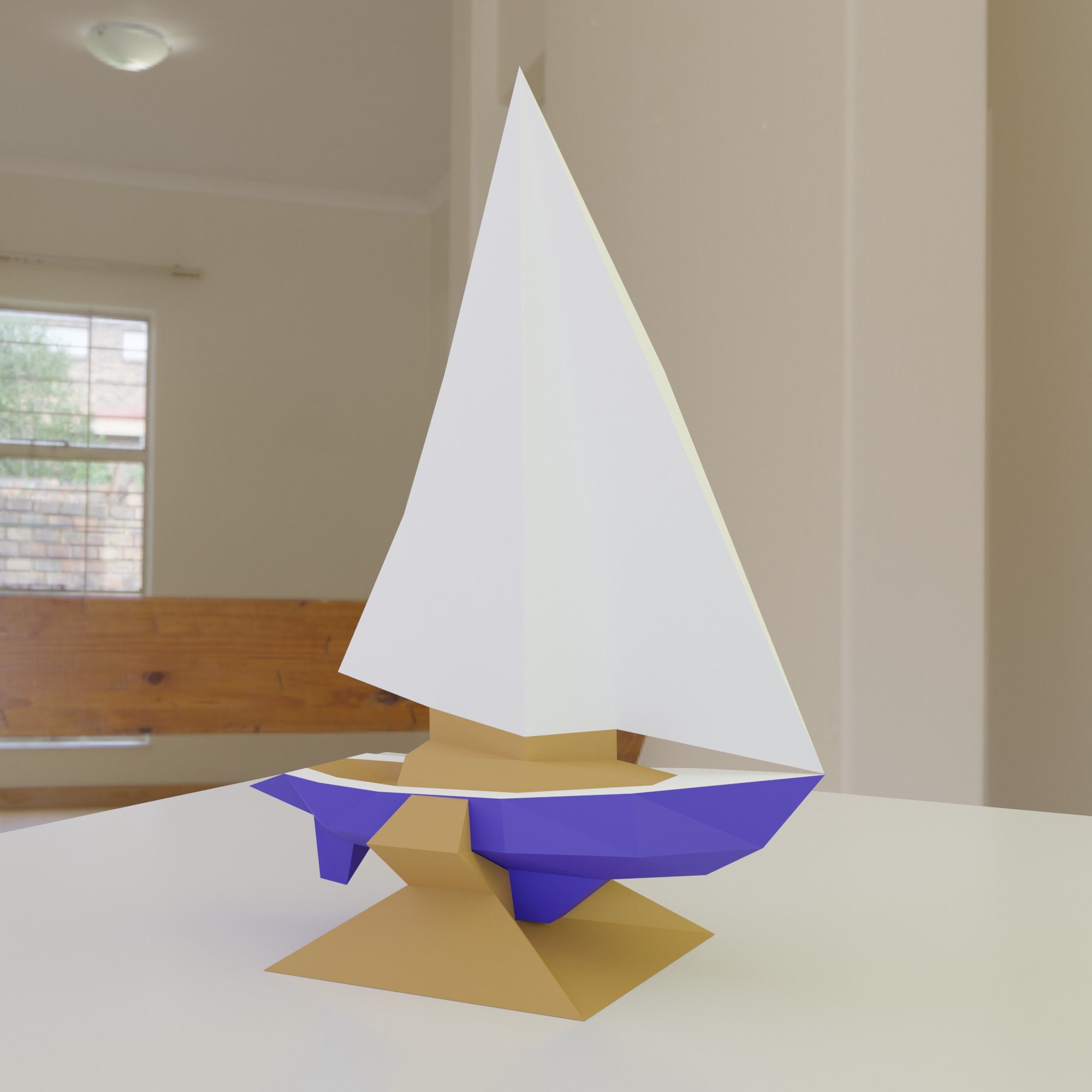 Yacht Paper Model Yacht Paper Craft Low Poly 3D Puzzle | Etsy