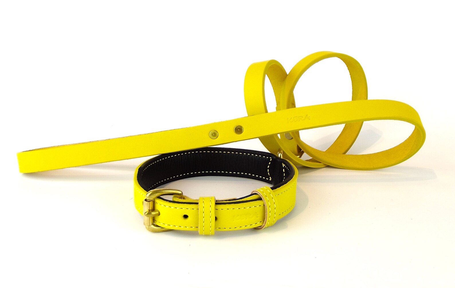 Yellow Leather Dog Collar Luxury Italian Leather Yellow - Etsy
