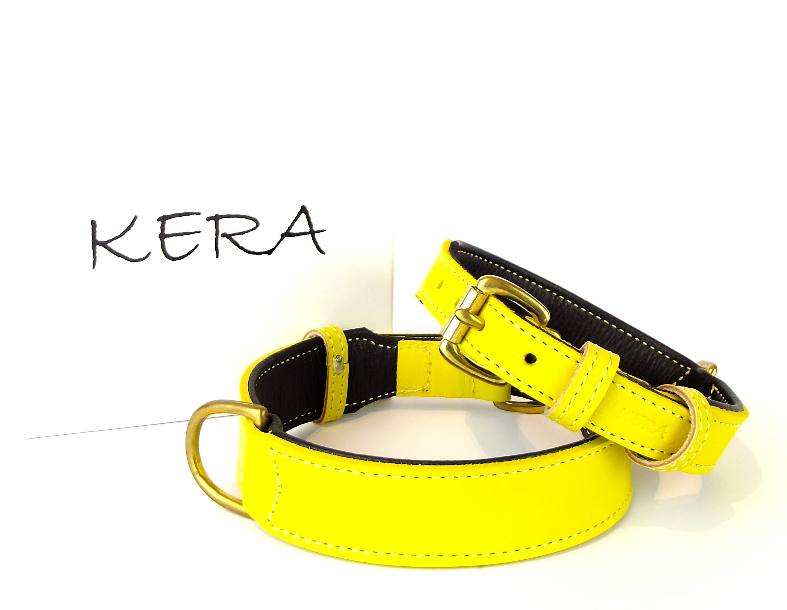 Yellow Leather Dog Collar Luxury Italian Leather Yellow - Etsy
