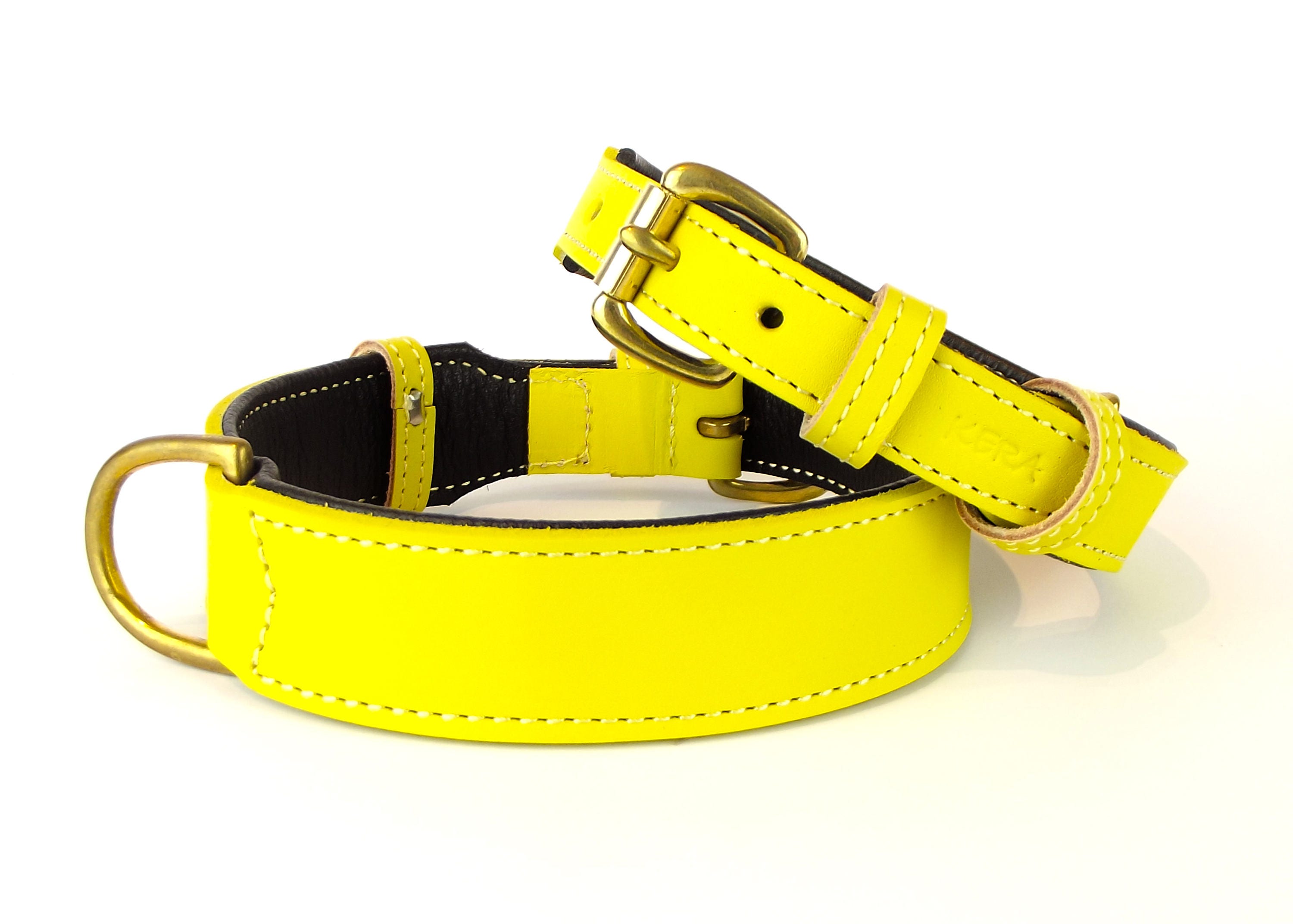 Yellow Leather Dog Collar Luxury Italian Leather Yellow - Etsy