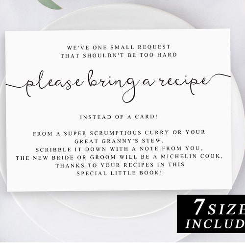 Editable Please Bring A Recipe Template Instant Download - Etsy