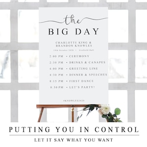 The Big Day Sign, Order of the Day Wedding Sign, Printable Wedding ...