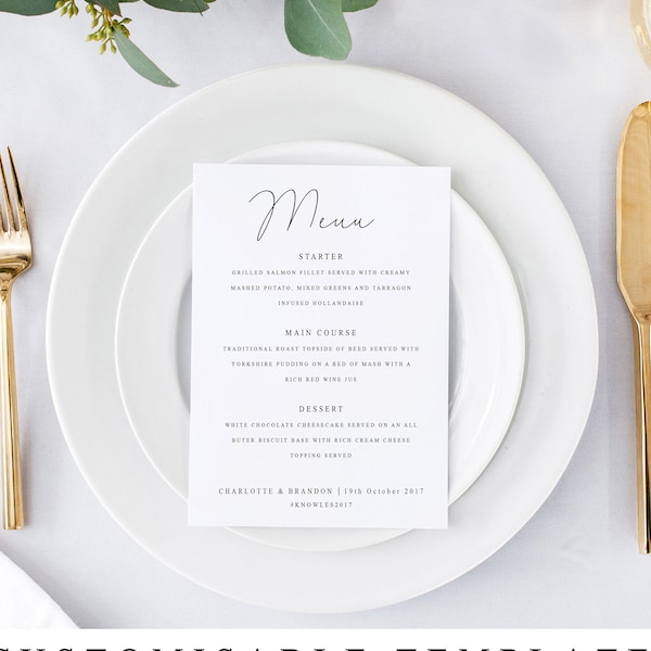 Menu Template for 4x6 Card - Etsy