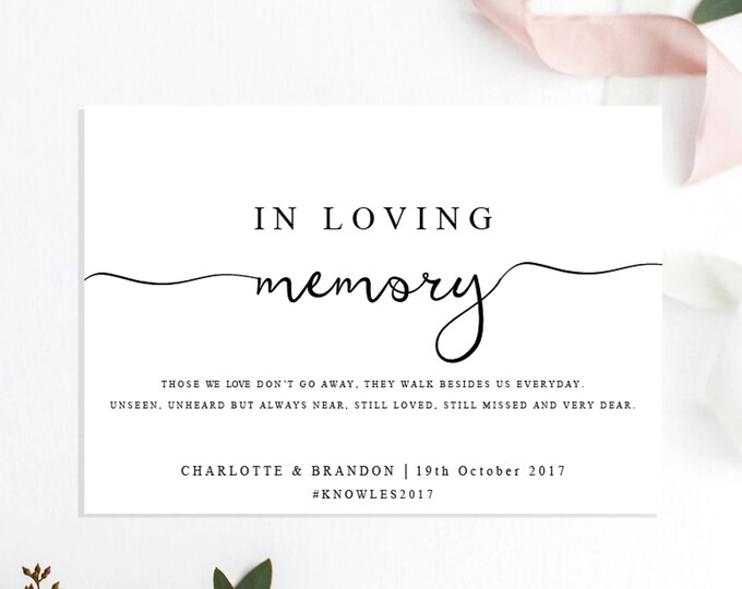 In Loving Memory Sign Template Printable in Memory Sign - Etsy