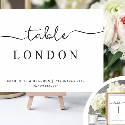 DIY Wedding Table Names and Number Template Printable | Etsy