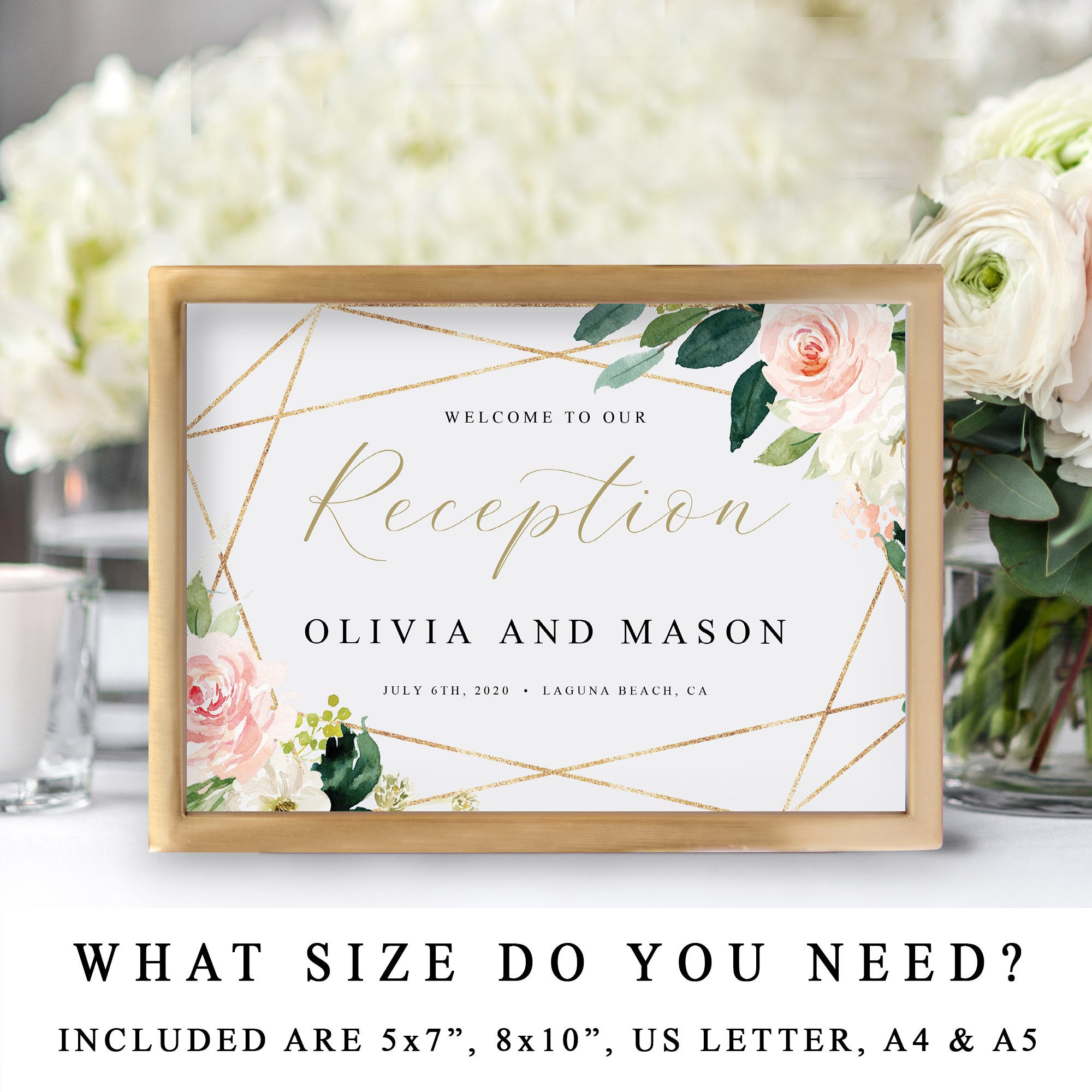 Wedding Welcome Reception Sign in Pink Geometric Welcome To | Etsy