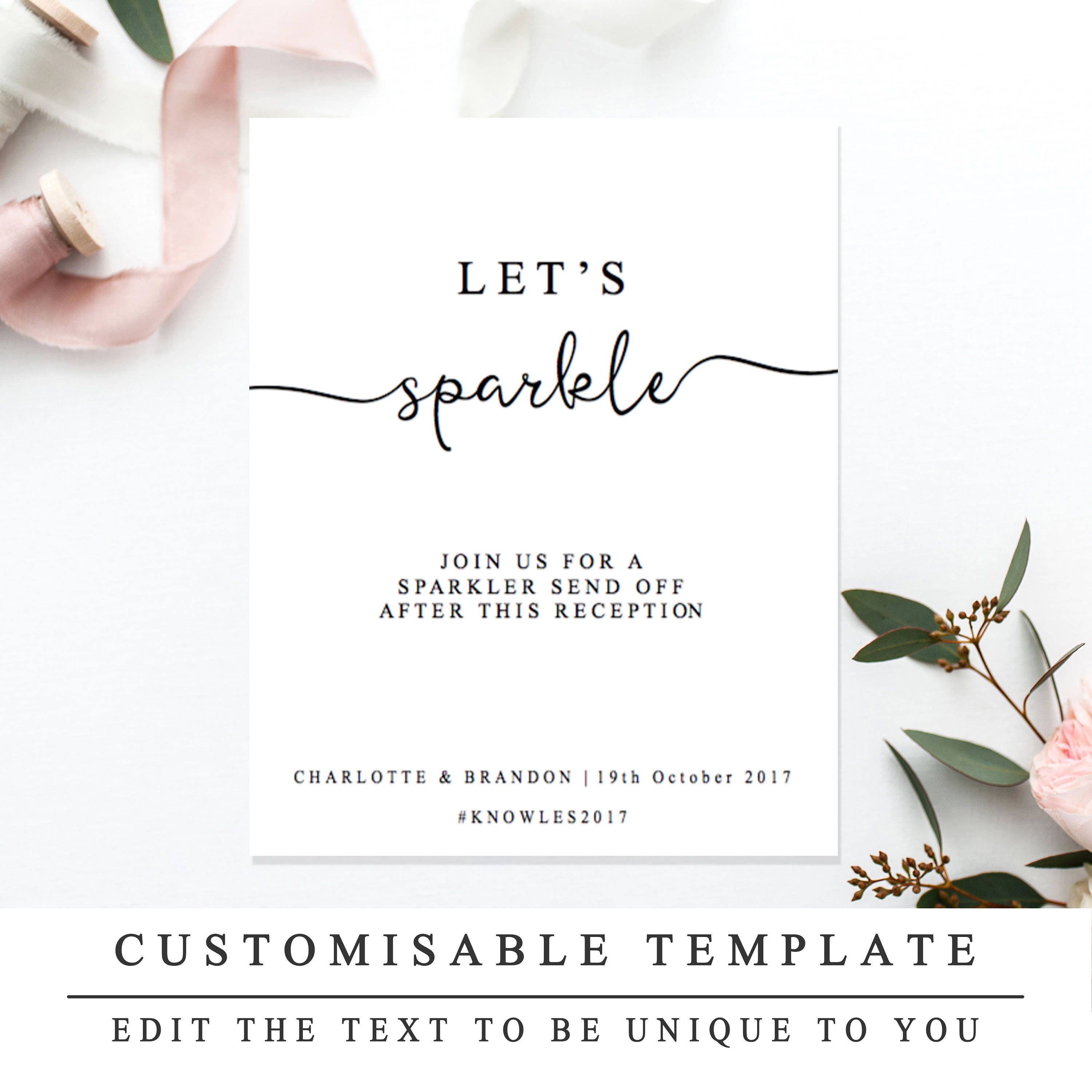 Printable Sparkler Send Off Sign Template Wedding Sign | Etsy