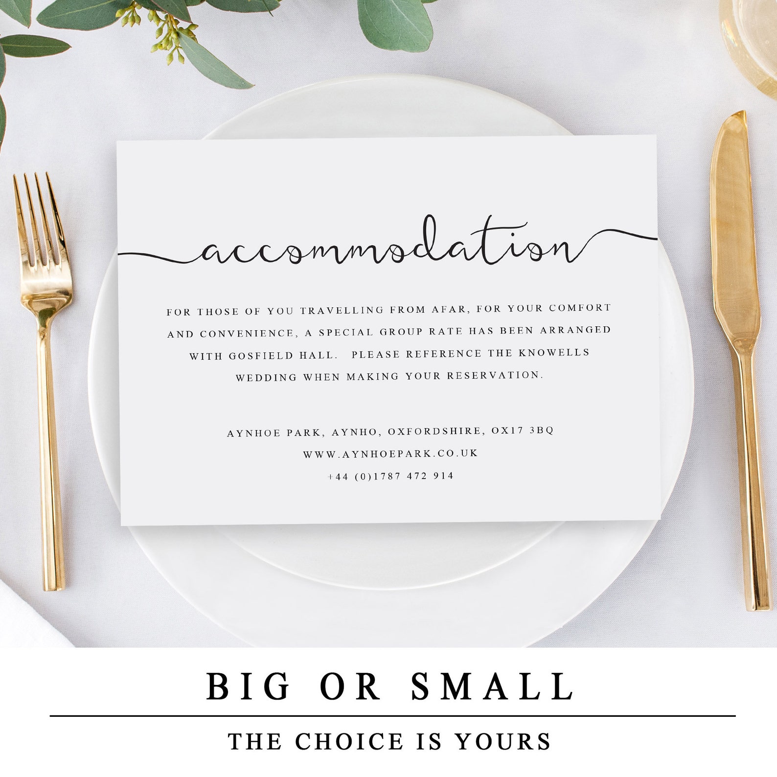 Accommodations Wedding Card The One Wedding Information | Etsy