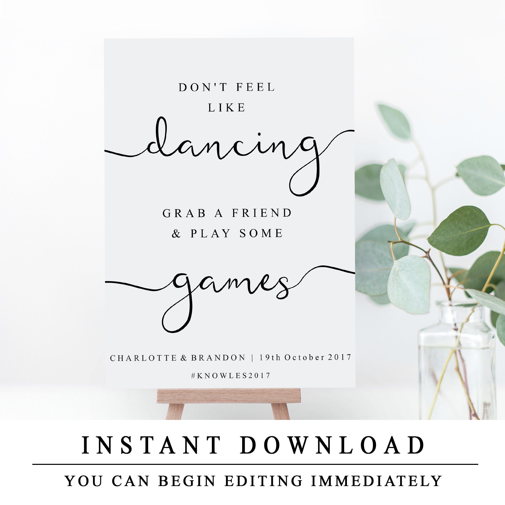 Don't Feel Like Dancing Sign Grab A Friend & Play Some | Etsy