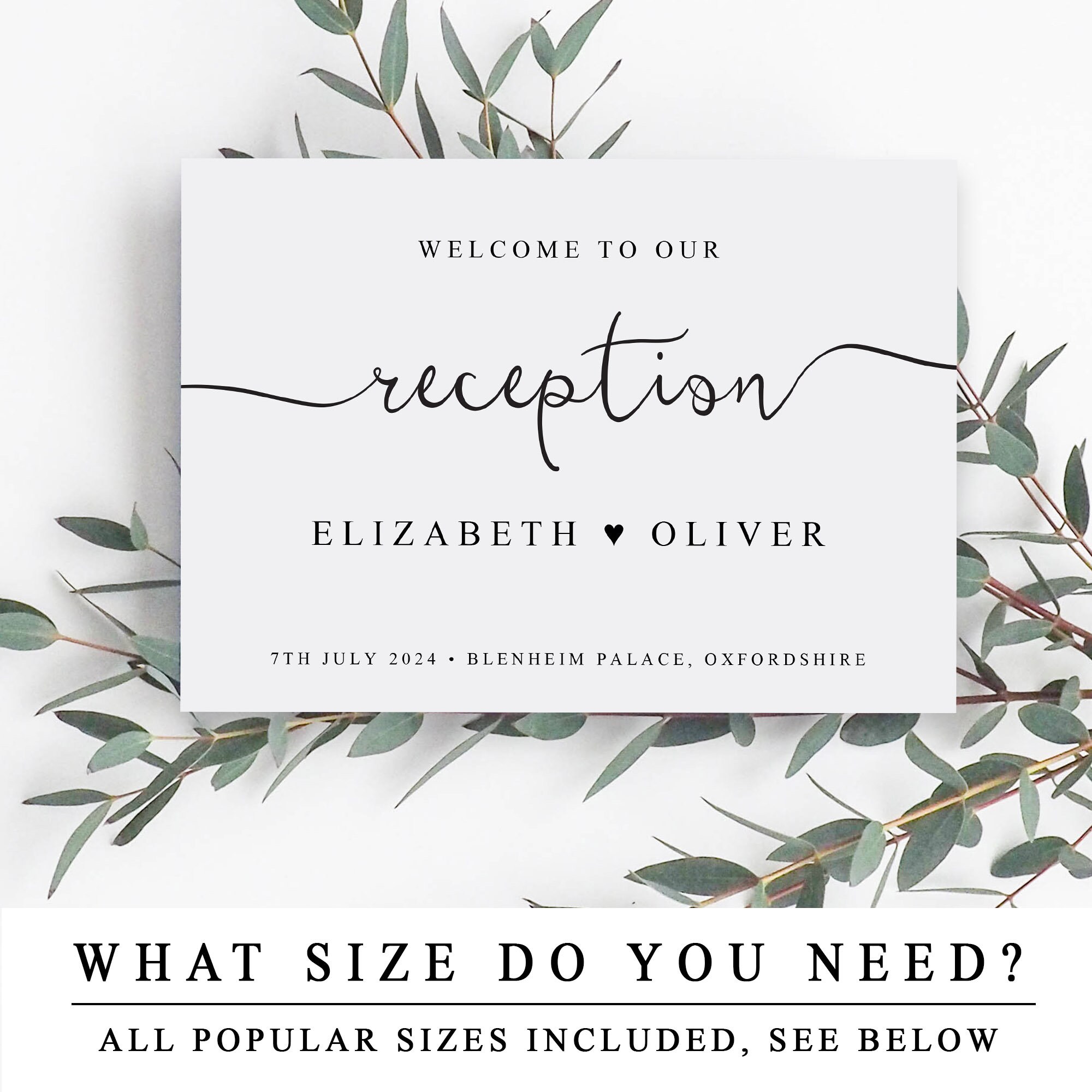 DIY Wedding Reception Welcome Sign, 24sizes, Personalised Wedding ...