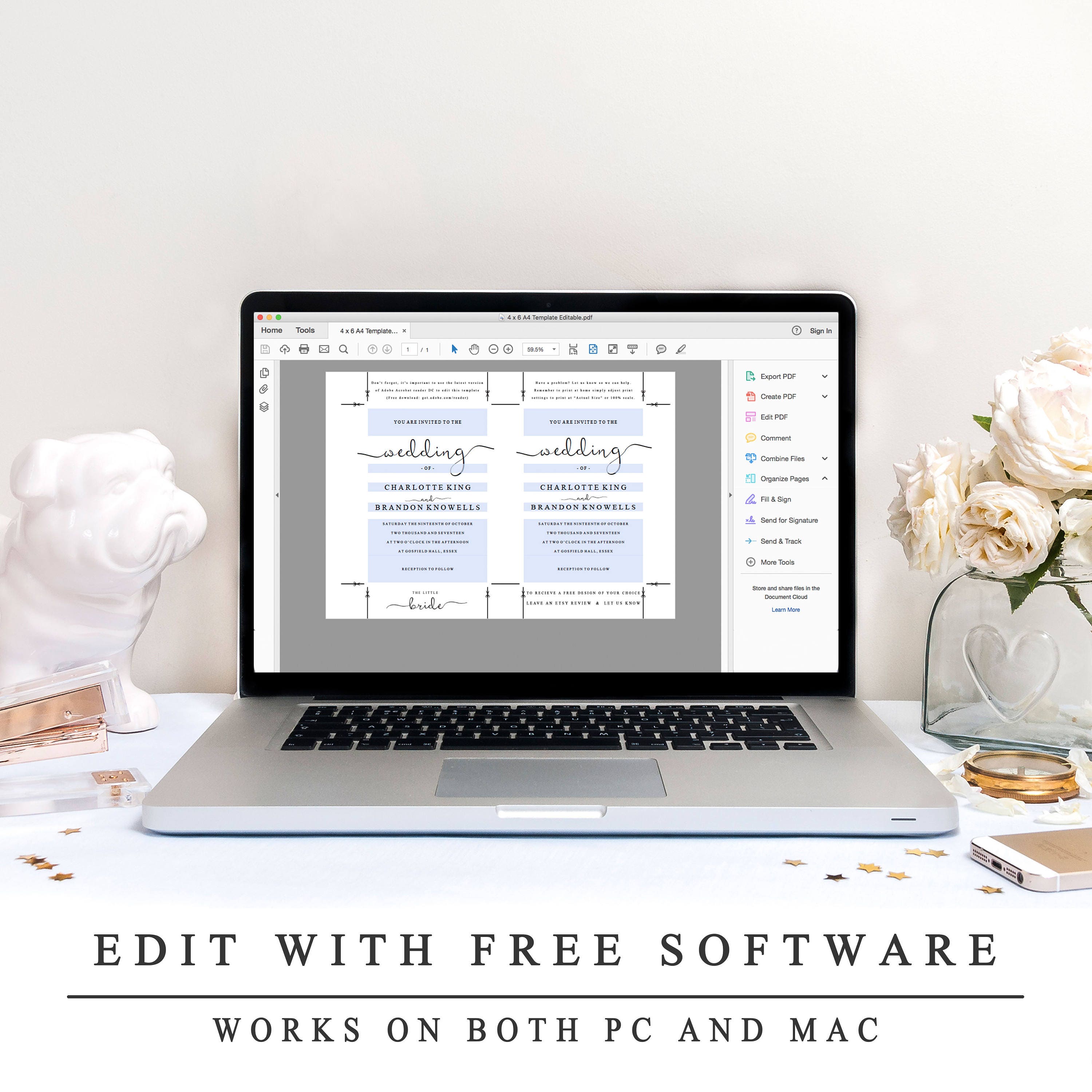 Print At Home Wedding Invitation Template DIY Wedding | Etsy