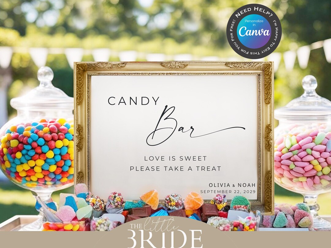 Candy Bar Wedding Sign, Sweet Cart Sign, Canva Template, Printable ...
