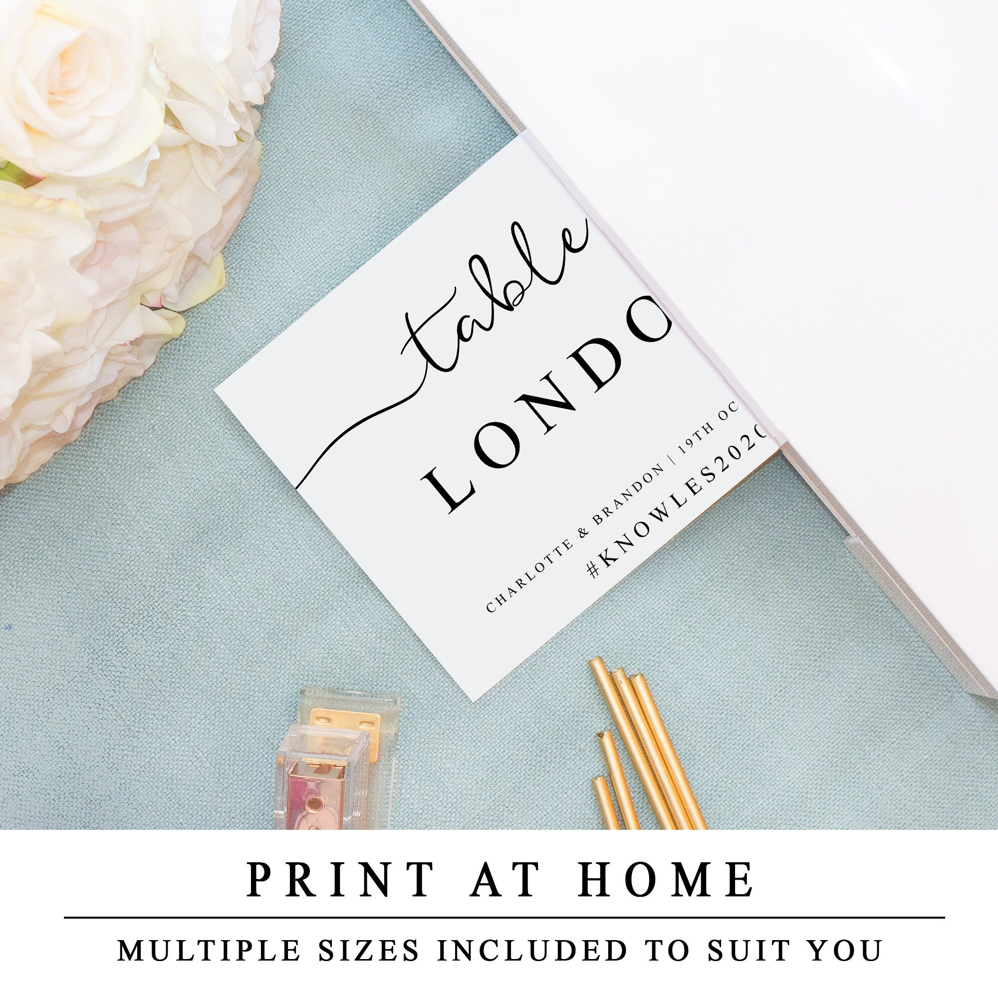 Editable Wedding Reception Table Name Sign DIY Wedding Table | Etsy